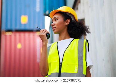 Female Dock Worker Control Loading Containers Stock Photo 2157387871 ...