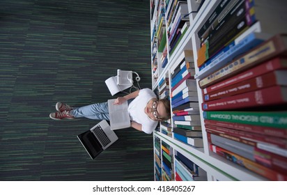Female Student Study School Library Using Stock Photo 431110645 ...