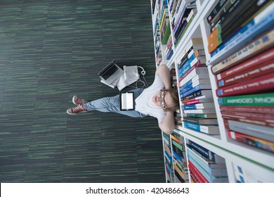 Female Student Study School Library Using Stock Photo 424378558 ...