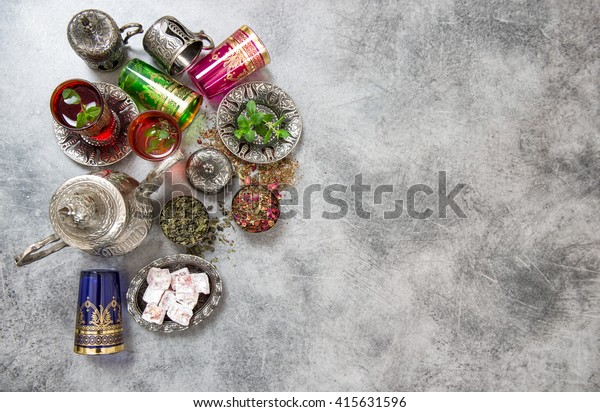 Festive Arabic Tea Table Setting Oriental Stock Photo (Edit Now) 415631596