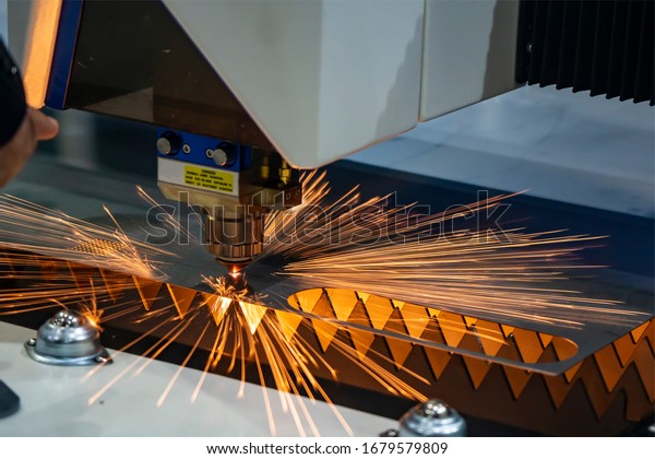 Fiber Laser Cutting Machine Cutting Sheet Stock Photo 1679579809 ...