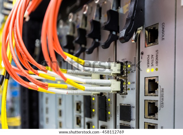 Fiber Optic Cable Connect Ethernet Switch Stock Photo (Edit Now) 458112769