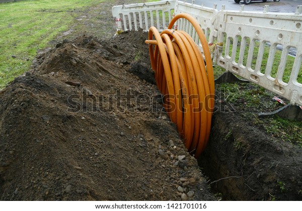 Fiber Optic Cable Laying Ground Buried Stock Photo 1421701016 ...