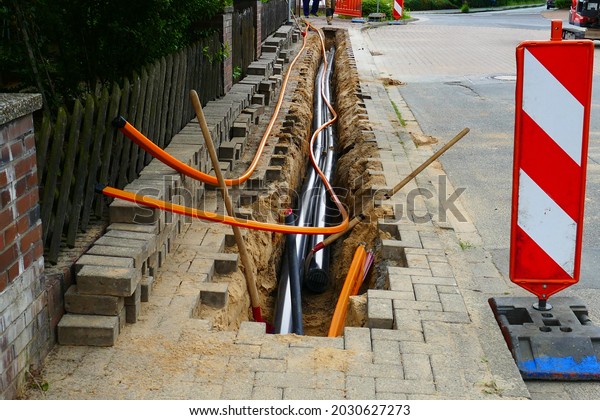Fiber Optic Cable Laying Ground Buried Stock Photo 2030627273 ...