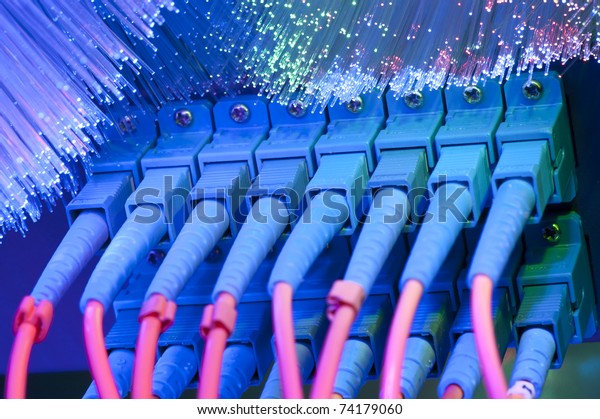 Fiber Optical Network Cable Servers Technology Stock Photo 74179060 ...