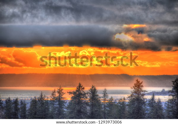 Fiery Sun Rays Gleam Down On Stock Photo 1293973006 | Shutterstock