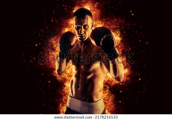 Fighter Man Punching Fire Stock Photo 2178216533 | Shutterstock