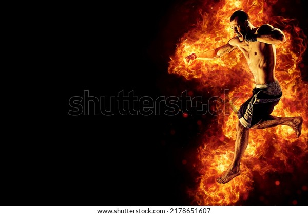 Fighter Man Punching Fire Stock Photo 2178651607 | Shutterstock