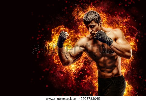 Fighter Man Punching Fire Stock Photo 2206783045 | Shutterstock