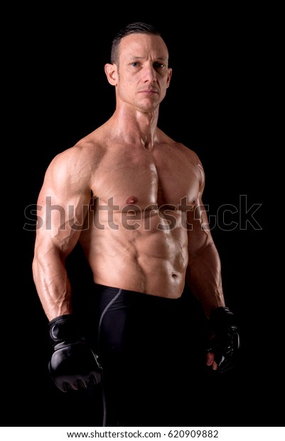Fighter Posing Gloves Isolated On Dark Stock Photo 620909882 | Shutterstock