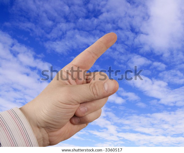 Finger Pointing Sky Stock Photo (Edit Now) 3360517