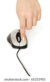 Finger Pushing On Computer Mouse Isolated Stock Photo 65331901 ...