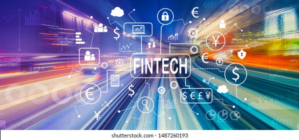 Fintech Theme Abstract High Speed Technology Stock Photo 1487260193 ...