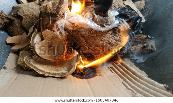 Fire Coconut Shell That Burned Stock Photo 1603407346 | Shutterstock