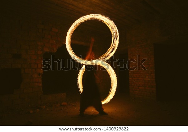Fire Dancer Drawing Figures By Fire Stock Photo 1400929622 | Shutterstock