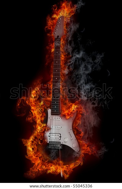 Fire Electronic Guitar Stock Photo (Edit Now) 55045336
