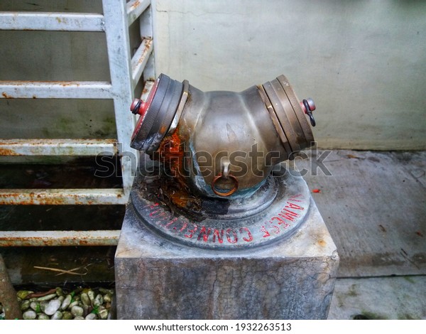 Fire Extinguishers Using Siamese Connection Water Stock Photo ...