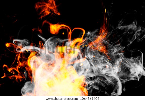 Fire Flames Background Cloud Fiery Smoke Stock Photo 1064361404 ...