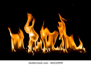 Fire On Black Background Stock Photo 445210990 | Shutterstock