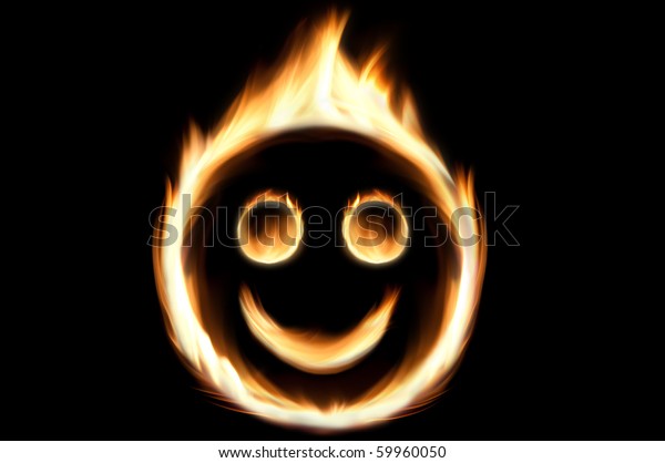 Fire Smiley Fire Flames Shape Smiling Stock Photo (Edit Now) 59960050