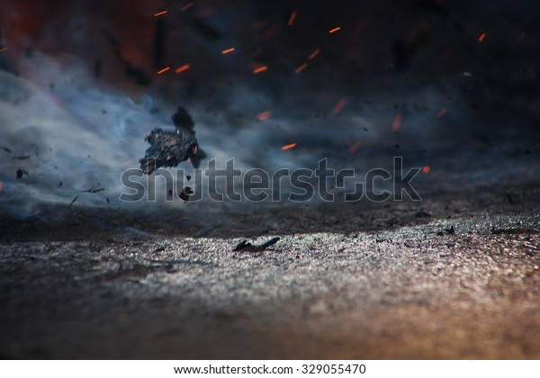 Fire Spark Smoke Ashes On Wind Stock Photo (Edit Now) 329055470