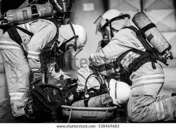 Fire Team Training Using Stretcher Stock Photo (Edit Now) 538469683