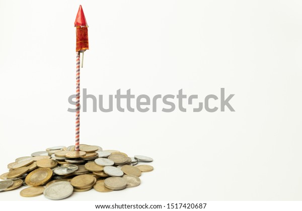 Firecracker Rocket On Stack Coins On Stock Photo 1517420687 | Shutterstock