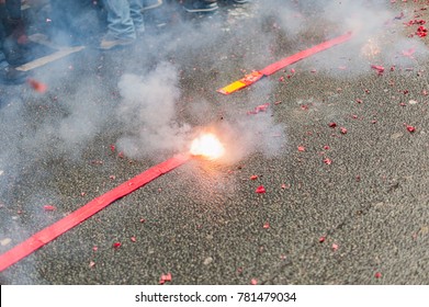 Firecracker Exploding Street Chinese New Year Stock Photo 781479037 ...