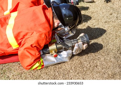 Firefighter Fighting Fire Attack Training Stock Photo 233930653 ...