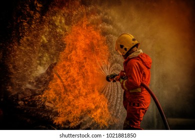 Firefighter Fire Fighting Operation Firefighter Using Stock Photo (Edit ...