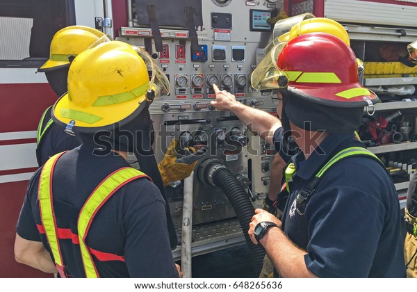 Firefighter Teaching Stock Photo (Edit Now) 648265636