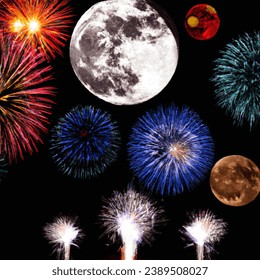 Firework Full Moon Bar Background AI-generated image 2389508415 ...
