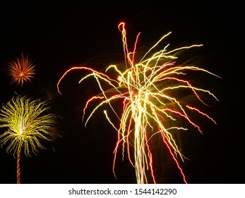 Fireworks Exploding Different Shapes Night Sky Stock Photo 1544142290 ...