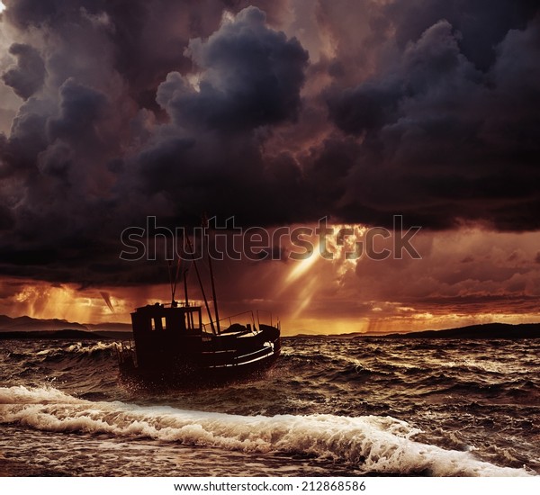 Fishing Boat Stormy Sea Stock Photo (Edit Now) 212868586 Fishing Boat Stormy Sea Stock Photo (Edit Now) 212868586