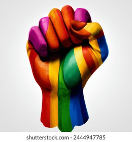 「Fist Raised Progress Pride Flag Colors」のAI生成画像、2444946943 | Shutterstock