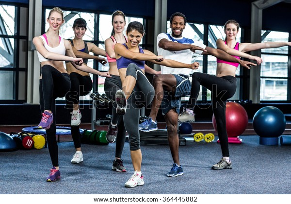 Fit Smiling Group Doing Exercise Gym Stock Photo 364445882 | Shutterstock