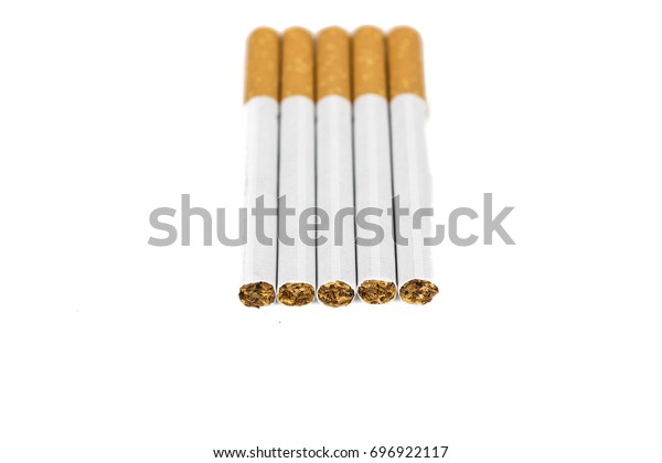 Five Cigarettes On White Background Place Stock Photo 696922117 ...