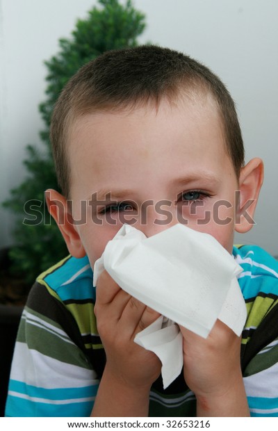 Five Years Old Boy Tissue Blowing Stock Photo 32653216 | Shutterstock