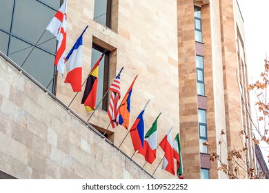 Flags Different Countries Installed On Building Stock Photo 1109522252 ...