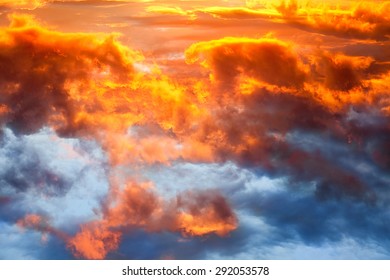 Flaming Red Fire Sky Cloudscape Background Stock Photo 292053578 ...
