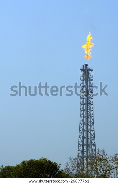 Flare Stack Burning Off Excess Gas Stock Photo (Edit Now) 26897761