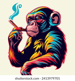 Monkey Chimp Smoking Spliff Side Prophile Imagen generada por IA ...