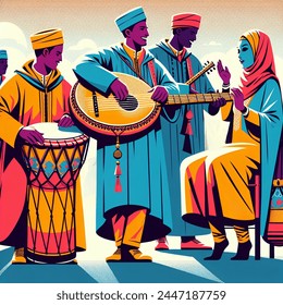 Flat Design Vector-style Image Moroccan Gnawa AI-generated image ...