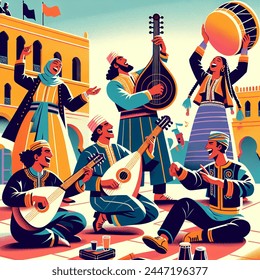 Flat Design Vector-style Image Moroccan Gnawa AI-generated image ...