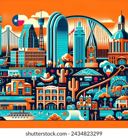 Houston Tx Icon Collage AI-generated image 2469480745 | Shutterstock