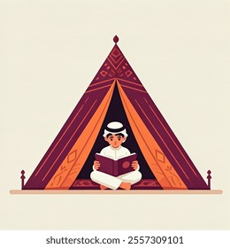 Flat Design Vector-style Image Qatari Tent AI-generated image ...