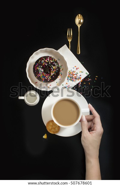 Flat Lay Coffee Break Table Top Stock Photo 507678601 | Shutterstock