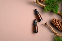 Bottles of conifer essential oil containing bottle, conifer, and pine ...