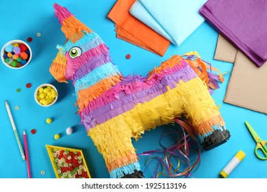 Flat Lay Composition Cardboard Donkey Materials Stock Photo 1925113196 ...