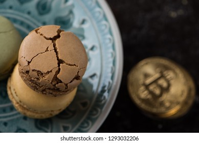 Flat Lay Composition Cracked Macaroons On Stock Photo 1293032206 ...